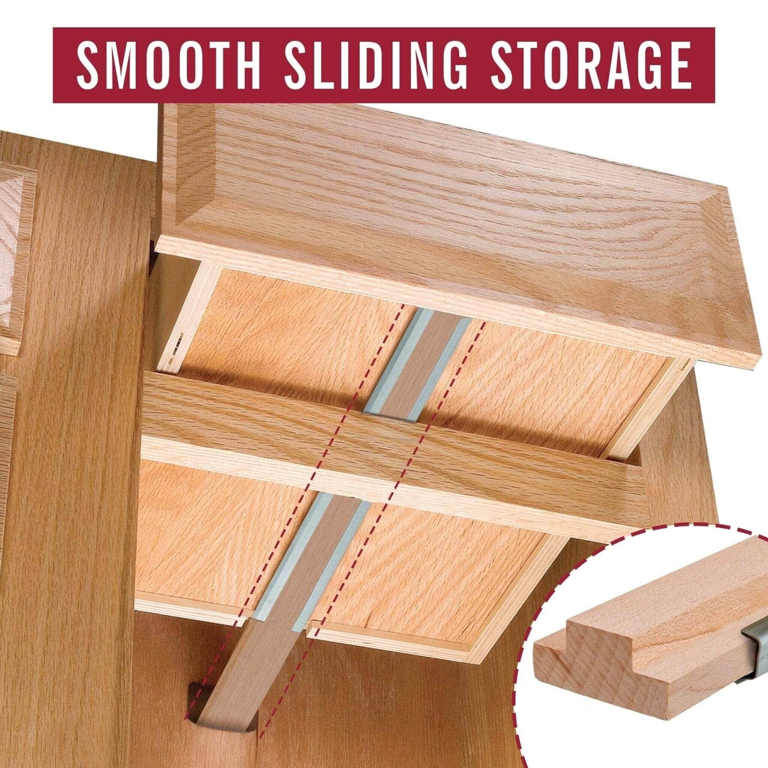 20 Inch Wide-T Vintage Wood Drawer Slide, Center Guide Track | Vintage ...