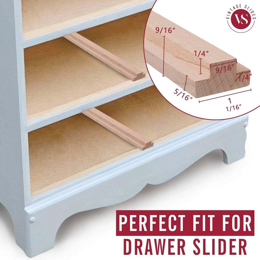 20 Inch Wide-T Vintage Wood Drawer Slide, Center Guide Track | Vintage ...